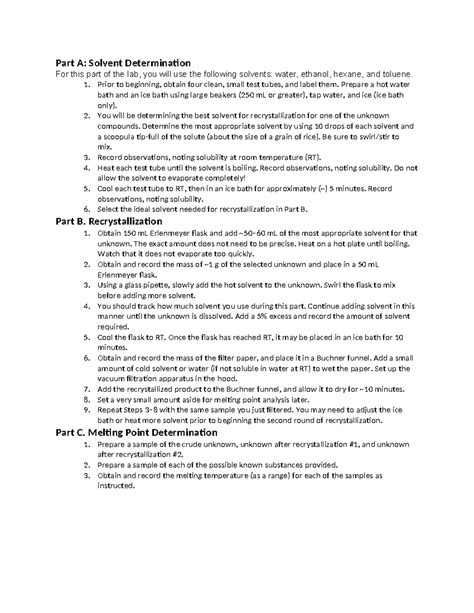 lab 3 procedures part a solvent determination for this part of the