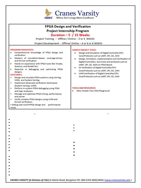 Fpga Design And Verification Project Internship Program 5 15