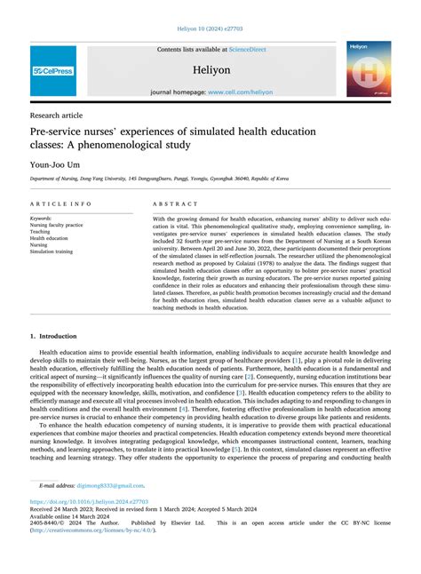 Pdf Pre Service Nurses Experiences Of Simulated Health Education