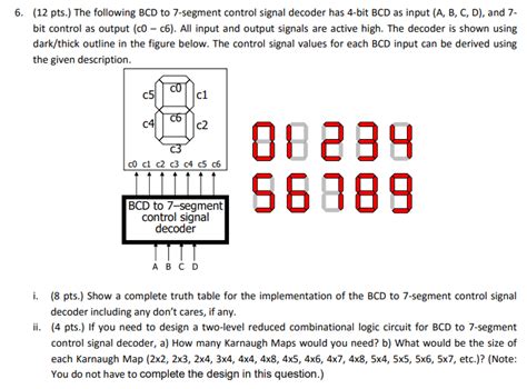 Solved 6 12 Pts The Following Bcd To 7 Segment Control