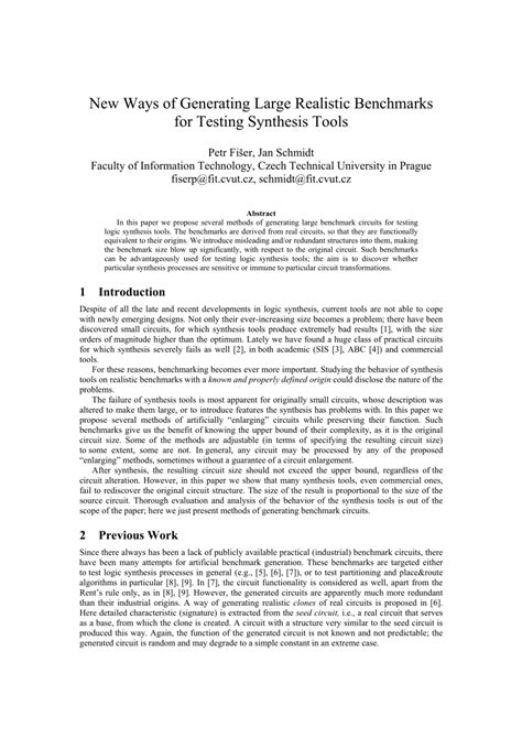 Pdf New Ways Of Generating Large Realistic Benchmarks For Testing Synthesis Tools