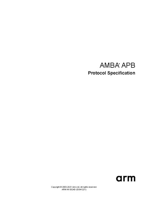 Ihi0024d Amba Apb Protocol Spec Copyright © 2003 2021 Arm Ltd All