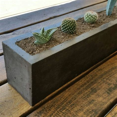 Polished Concrete Planter Large Rectangular 900mm Succulent Etsy