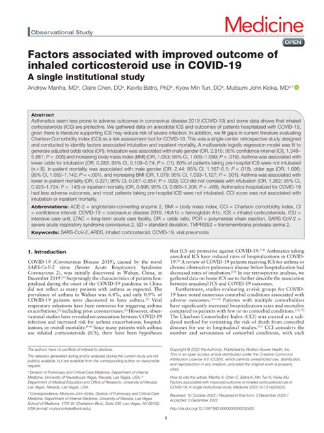 Pdf Medicine ® Factors Associated With Improved Outcome Of Inhaled