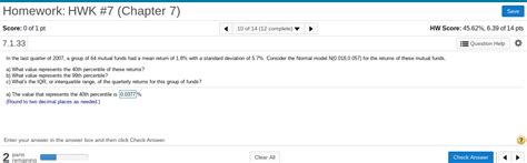 Solved Homework Hwk 7 Chapter 7 Save Score 0 Of 1 Pt 10