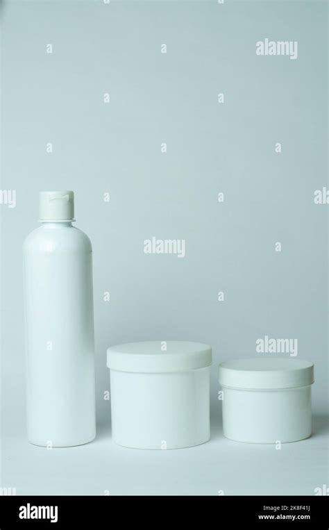 White Cosmetic Plain Containers On Isolated White Background Good For