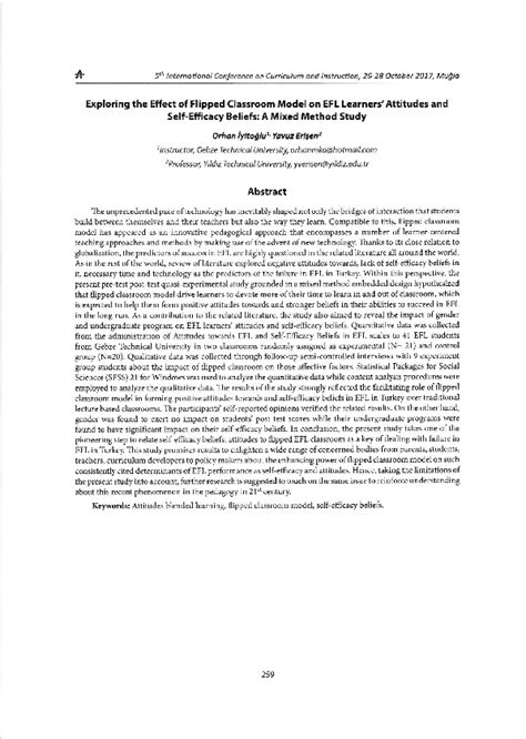 Pdf Exploring The Effect Of Flipped Classroom Model On Efl Learners Attitudes And Self