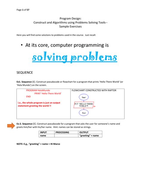 Program Design Sample Exercises Algorithms And Pseudocode