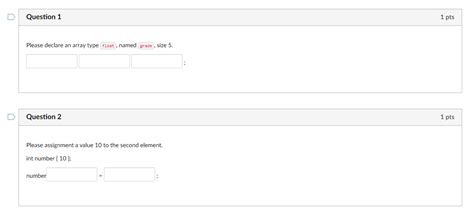 Solved Question 1 1 Pts Please Declare An Array Type Float