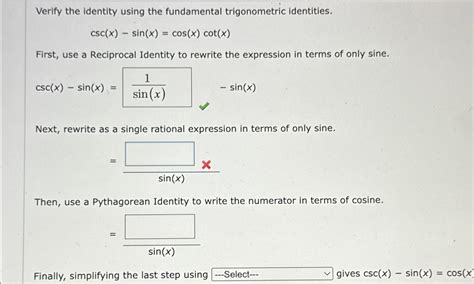 Solved Verify The Identity Using The Fundamental Chegg