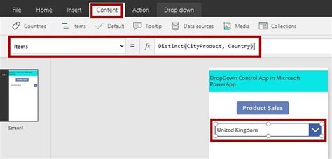 Using Drop Down Control In Microsoft PowerApps