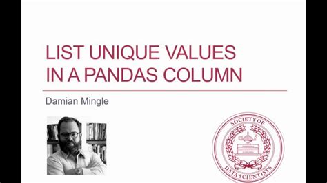 pandas python tutorial list unique values in a pandas column youtube