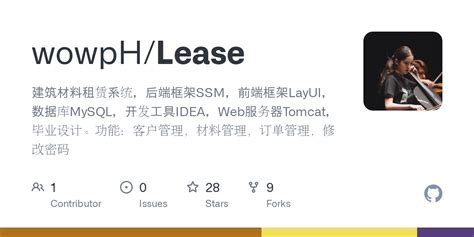 github wowph lease 建筑材料租赁系统，后端框架ssm，前端框架layui，数据库mysql，开发工具idea，web
