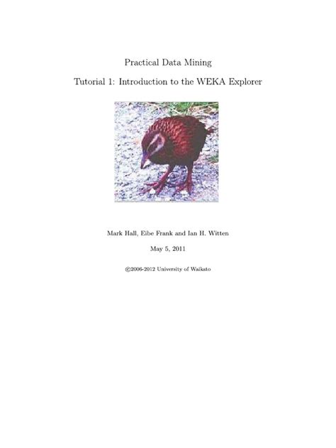 Practical Data Mining Tutorial 1 Introduction To The Weka Explorer V1 Pdf