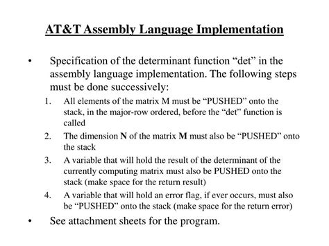 Ppt Determinant Calculation Of A Nxn Matrix Using Atandt Assembly