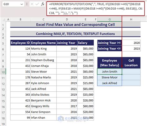 How To Find The Max Value And Corresponding Cell In Excel Methods