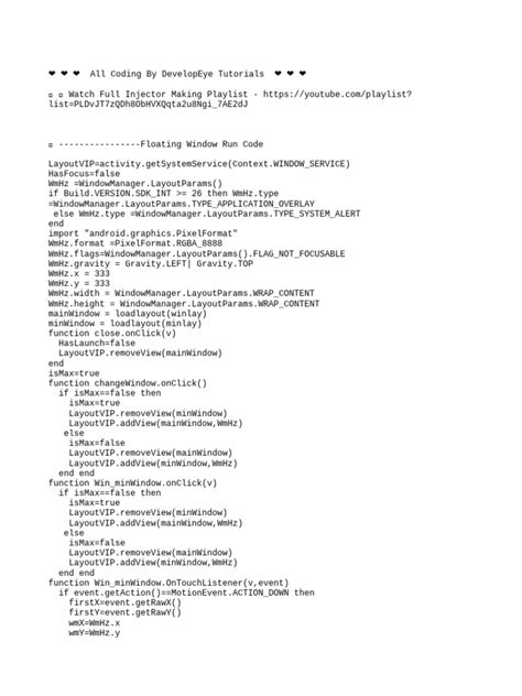 Andlua Injector All Codes By Developeye Tutorials Lua Pdf