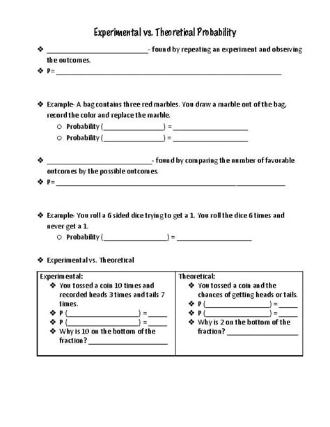 Probability Guided Notes By The Inclusive Mrs C Tpt