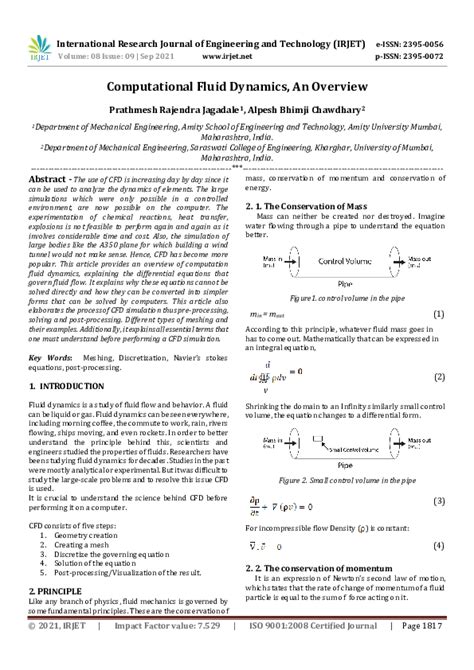 Pdf Irjet Computational Fluid Dynamics An Overview