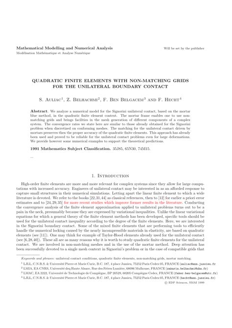 pdf quadratic finite elements with non matching grids for the