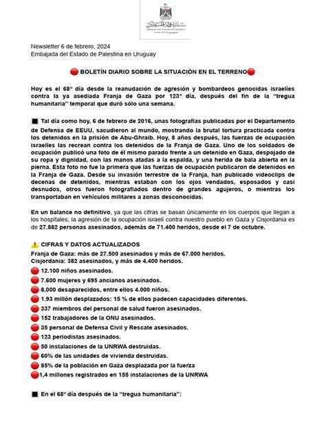 Embajada Palestina 06 02 2024 Pdf Franja De Gaza Política Mundial