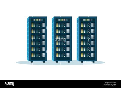 Server Room Isolated On White Background Cloud System Concept Data