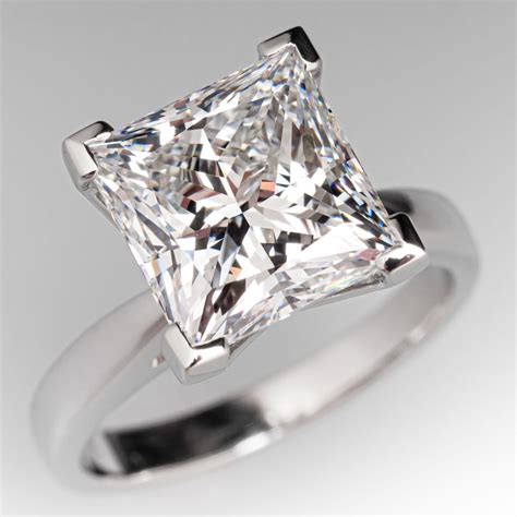 4 Carat Princess Cut Lab Grown Diamond In Solitaire Platinum Ring