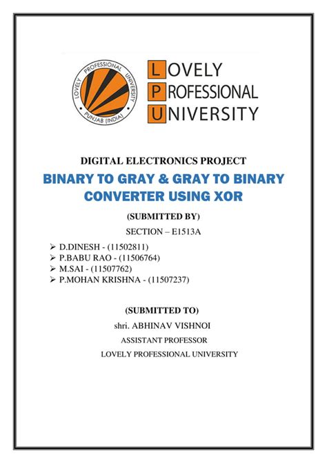 Binary To Gray Converter Using Xor Pdf Computing Technology And Computing
