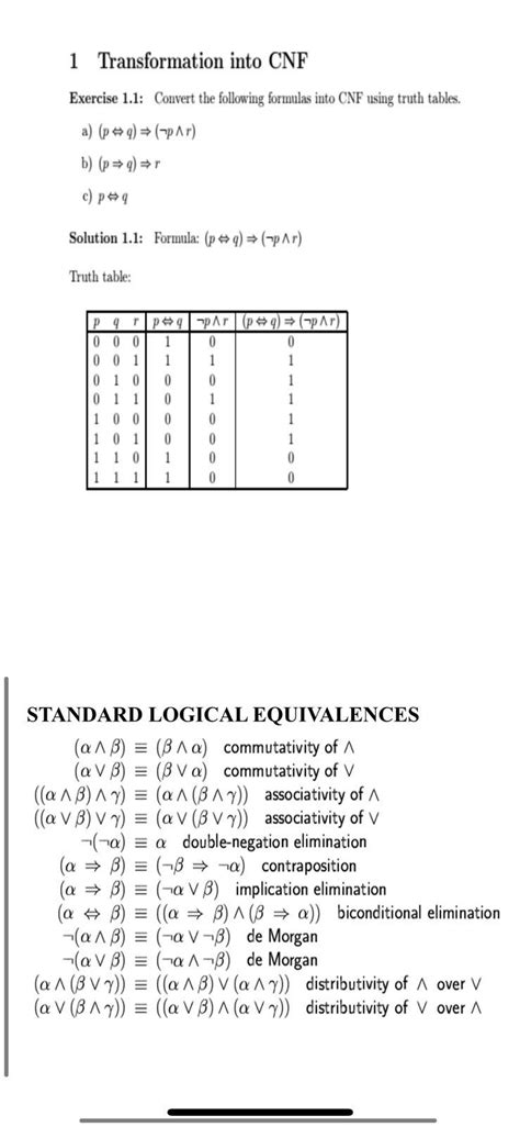 solved 1 transformation into cnf exercise 1 1 convert the