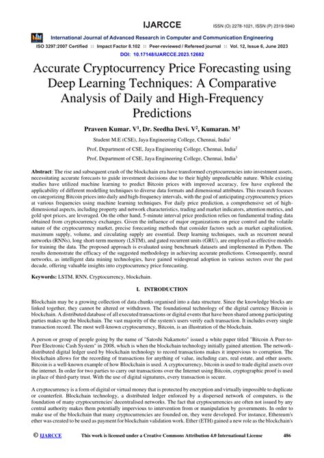 pdf accurate cryptocurrency price forecasting using deep learning