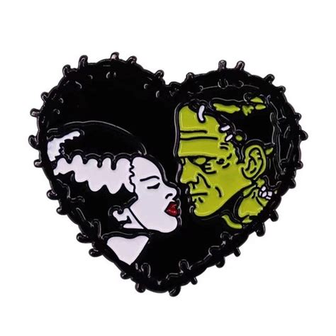 Frankenstein And Bride Of Frankenstein Enamel Pin Pins For Etsy