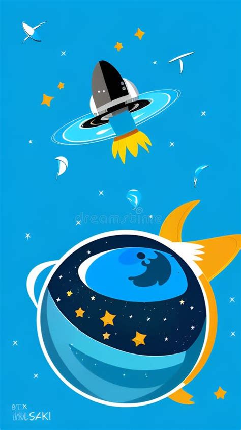 Space Science And Technology Rocket Space Exploration Space Illustration Stock Illustration