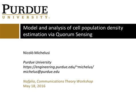 Ppt Model And Analysis Of Cell Population Density Estimation Via