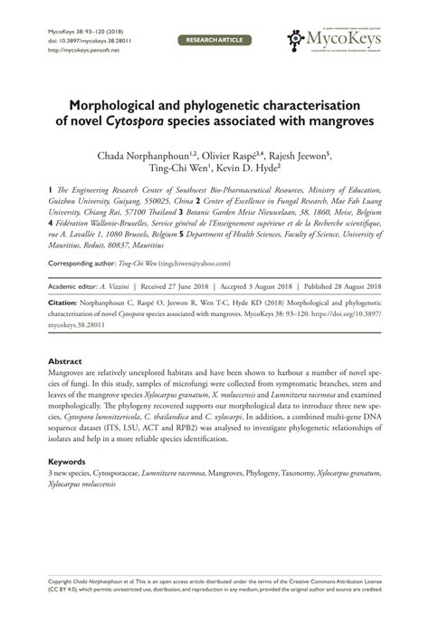 Pdf Morphological And Phylogenetic Characterisation Of Novel Cytospora Species Associated With