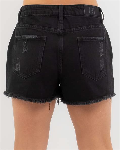 Shop Desu Girls Imogen Shorts In Washed Black Fast Shipping And Easy