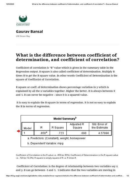 What Is The Difference Between Coefficient Of Determination And Coefficient Of Correlation