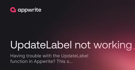 Updatelabel Not Working Threads Appwrite