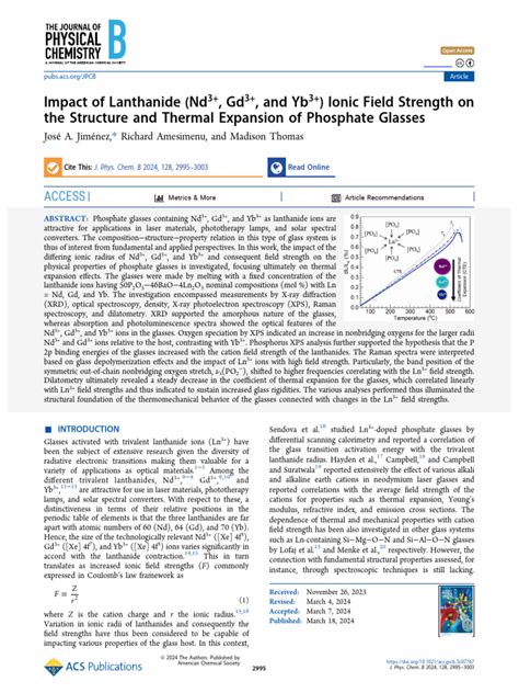 Jiménez Et Al 2024 Impact Of Lanthanide Nd3 Gd3 And Yb3 Ionic Field Strength On The Structure