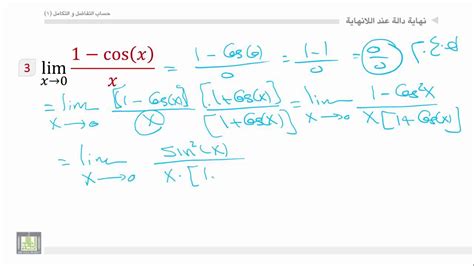 حساب التفاضل والتكامل الوحدة 3 نهاية الدوال المثلثية 2 Trigonometric كورسات بالعربي