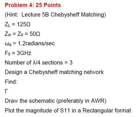 Solved AWR Parameters GHz In GHz Steps For Chegg