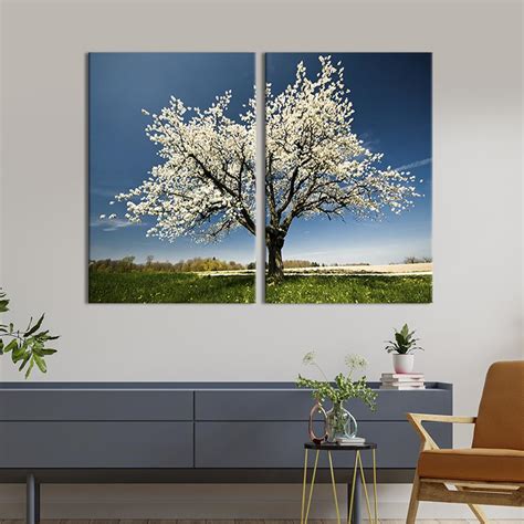 ᐉ Модульная картина на холсте Диптих Белое дерево 71x51 см 546 2