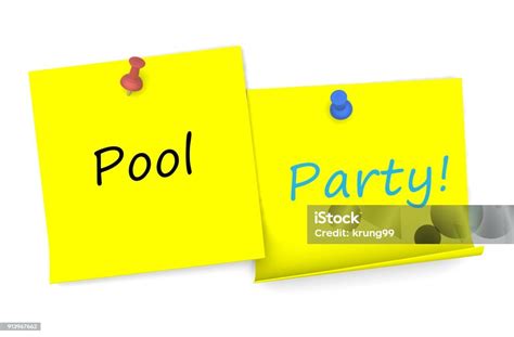 수영장 파티 핀 3d 렌더링 메모 용지에 메시지 3차원 형태에 대한 스톡 사진 및 기타 이미지 3차원 형태 고여 있는 물 날씨 Istock