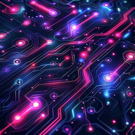 Futuristic Neon Circuitry A Glimpse Into Advanced Digital Technology Premium Ai Generated Image