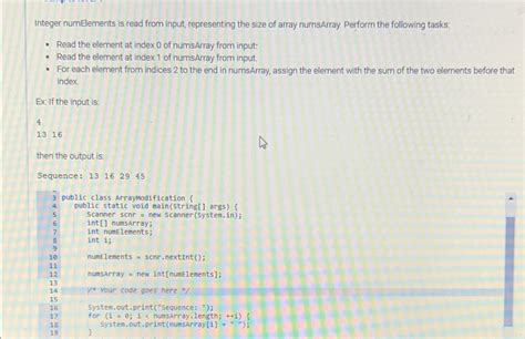solved integer numelements is read from input representing