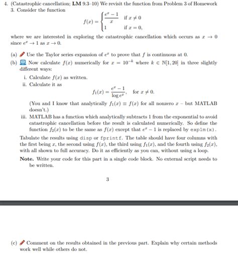 Solved Catastrophic Cancellation LM We Revisit Chegg