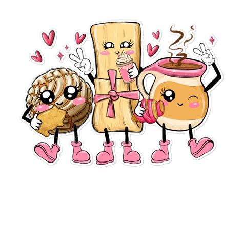 Mexican Pan Dulce Cartoon Characters Sticker By Maliassmallbusiness