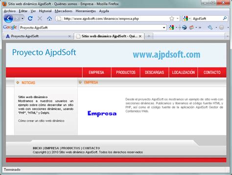 Cómo crear un sitio web con secciones dinámicas con HTML PHP Delphi y MySQL Proyecto A