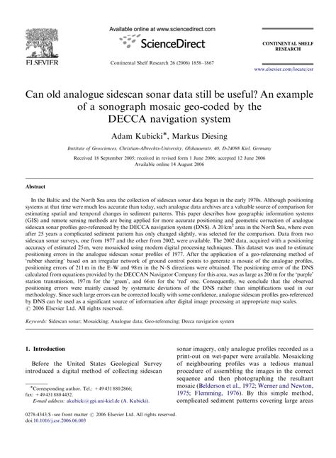 Pdf Can Old Analogue Sidescan Sonar Data Still Be Useful An Example