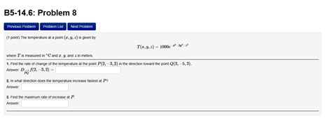 Solved 1 Point The Temperature At A Point X Y Z Is Given
