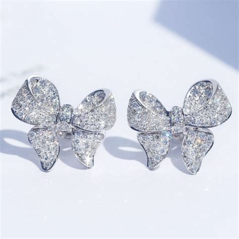 925 Sterling Silver Bow Earrings Clous Doreilles Bijoux Fait Main